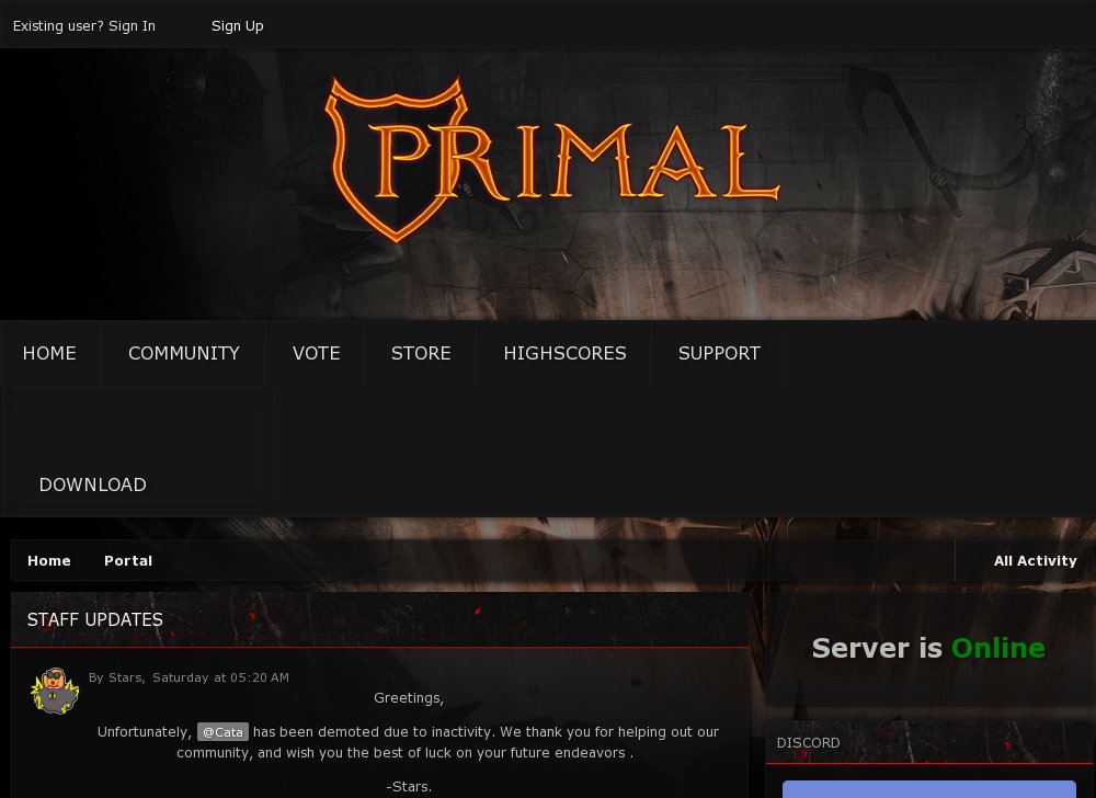 Primal - RSPS List - RuneScape Private Servers